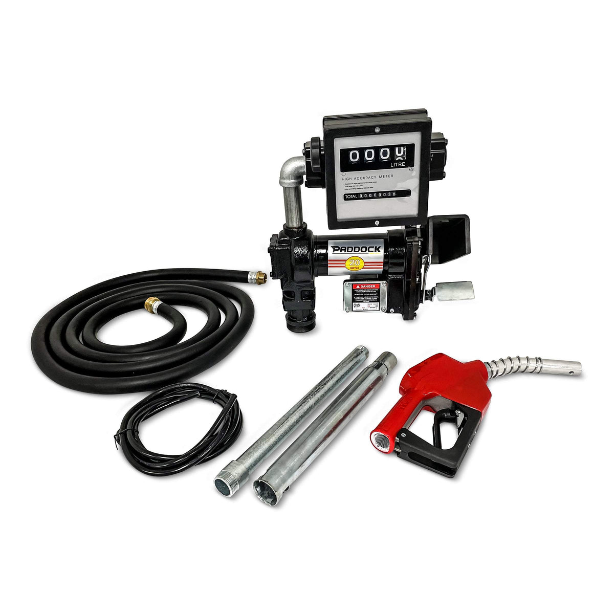 Paddock Petrol & Diesel Transfer Pump 12V / 75LPM w/ Flow Meter ...